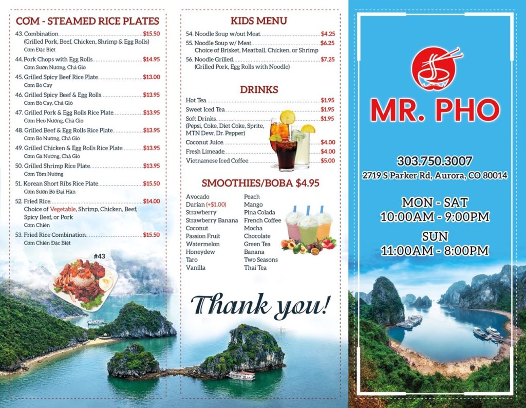 Menu QR - Mr Pho
